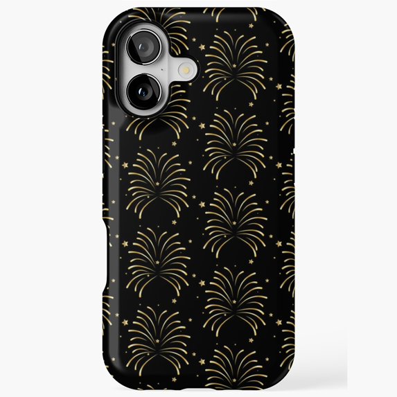 Gold Fireworks Stars Pattern Art Phone Case 17 16 15 14 13 12 11 Pro ...