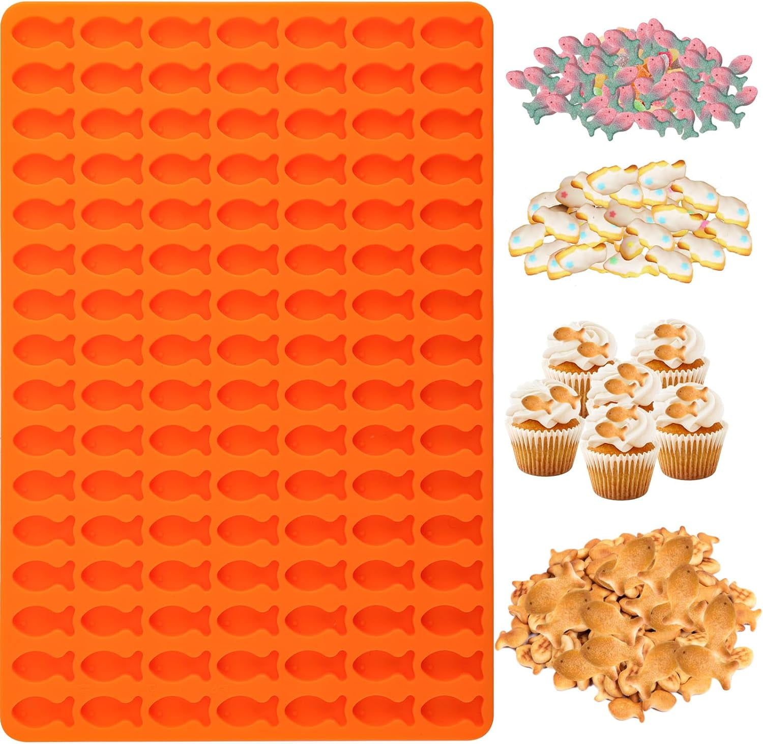 Gold Fish Cracker Cookie Molds, Mini Fish Biscuit Silicone Mold,Gold ...