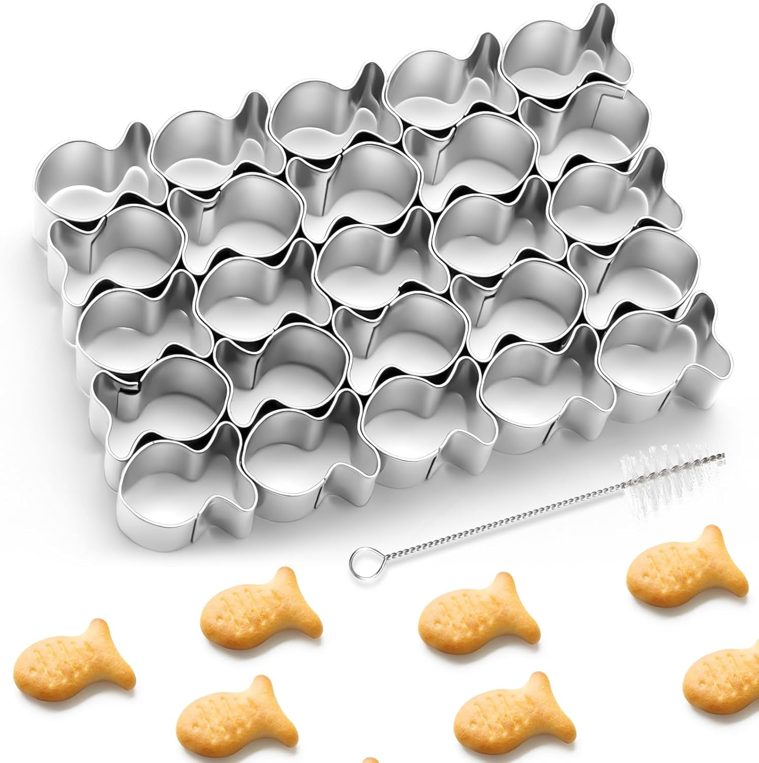 Gold Fish Cracker Cutter,25 Cavity Cookie Cutter,Mini Cookie Molds with ...