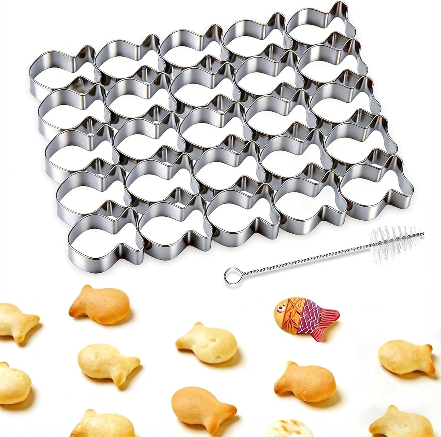 Gold Fish Cracker Cutter,25 Cavity Cookie Cutter,Mini Shapes Molds for ...