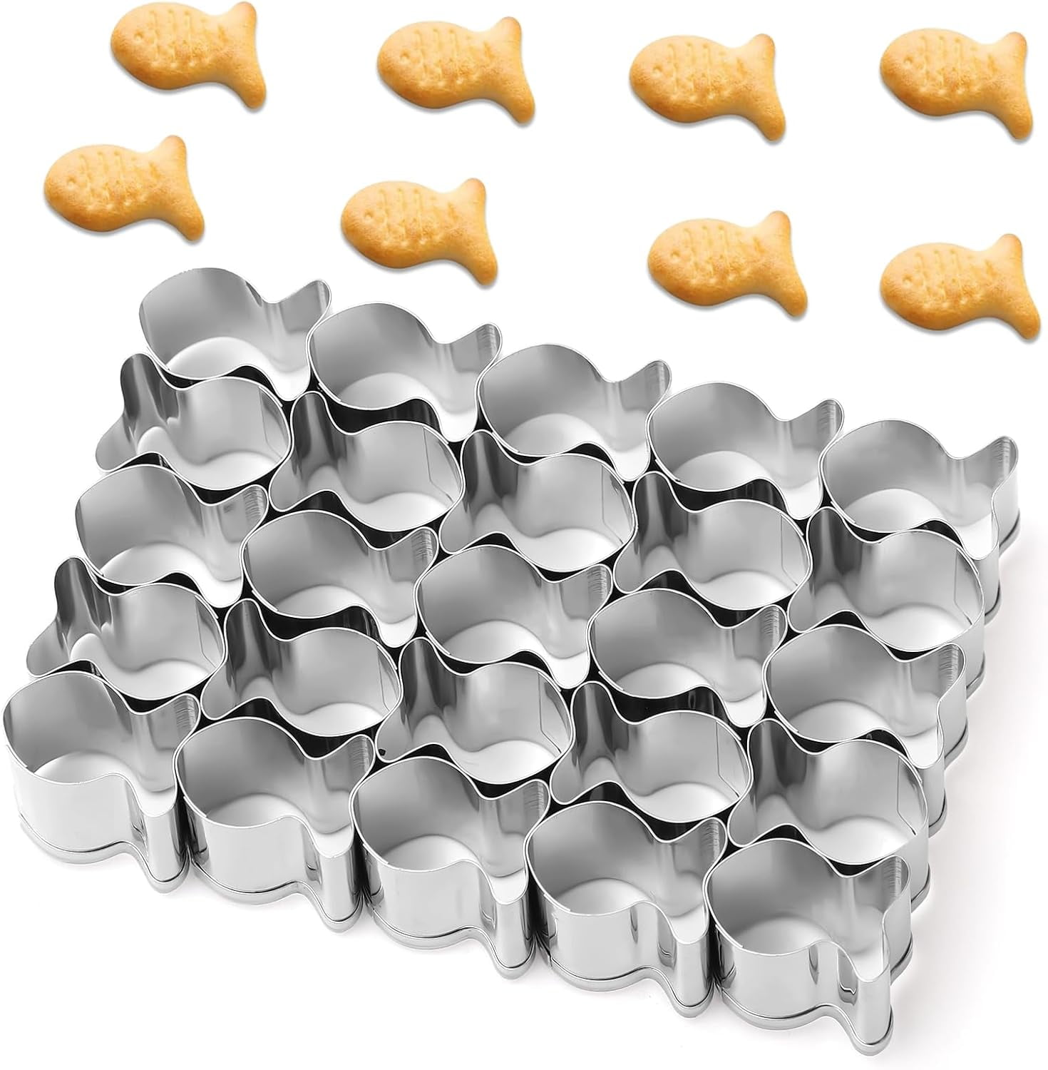 Gold Fish Cracker Cutter, 25 Cavity Fish Cookie Cutter Stainless Steel ...