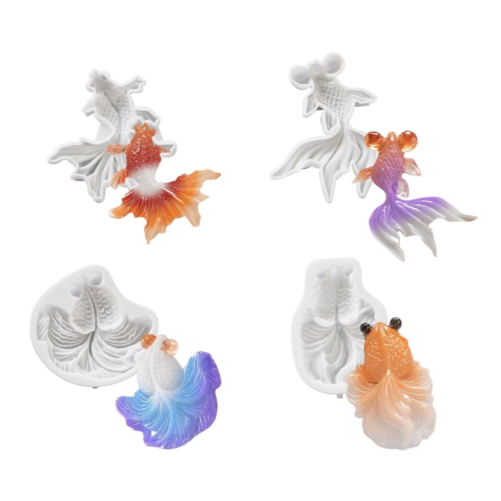 Gold Fish Epoxy Silicone Mold Kois Fish Shaped Keychain Moulds Epoxy ...