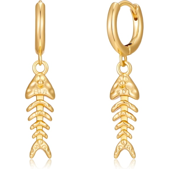 Gold Fish Hoop Earrings for Women,Fish Huggie Earring Cute Earring for ...
