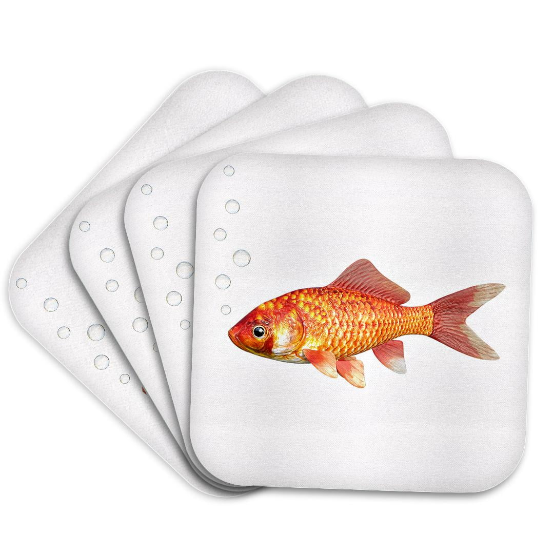 3drose, Gold Fish in Right Profile, Set of 4 Coasters - Soft - Walmart.com