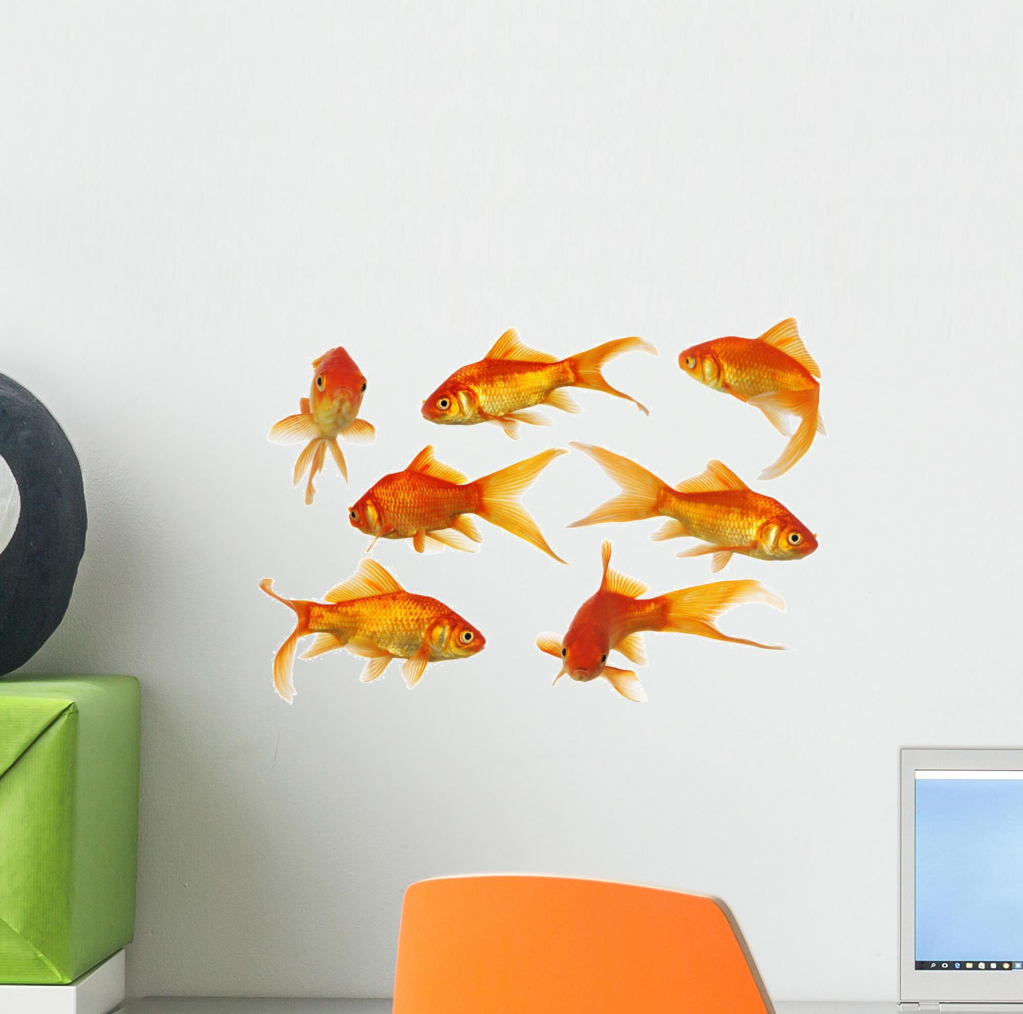 Gold Fish Wall Decal by Wallmonkeys Peel and Stick Graphic (12 in W x 8 ...