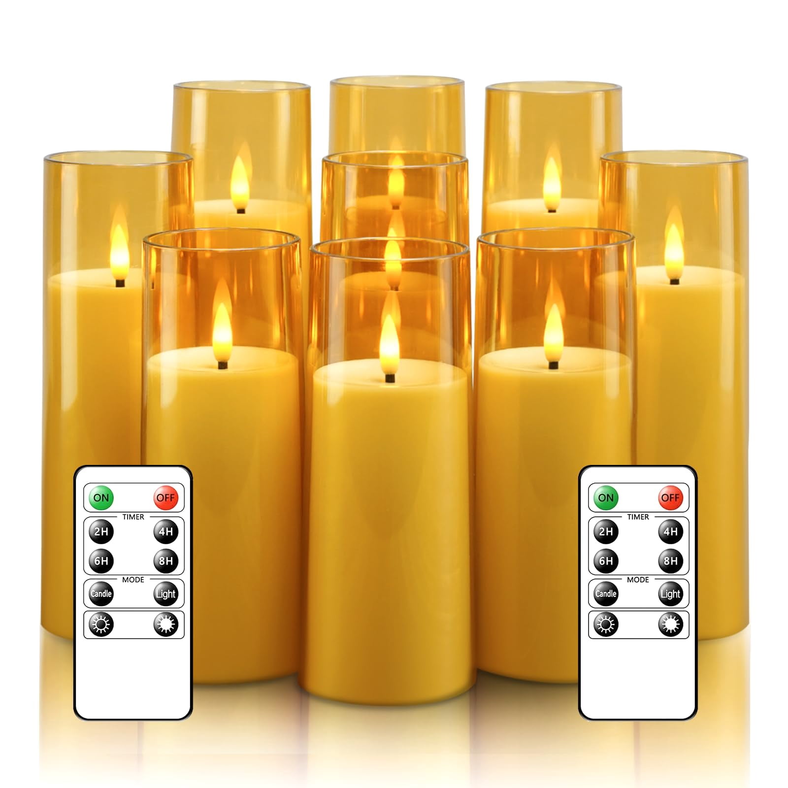 Gold Flameless Candles with Remote and Timer, 9 Pack for Home Decor ...