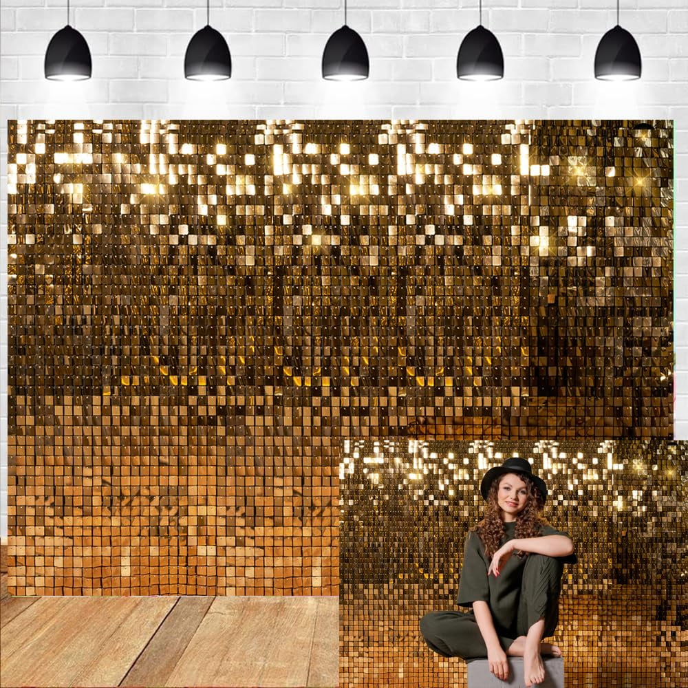 Gold Flash Backdrop Happy Birthday Backdrop Shiny Golden Flash Wall ...