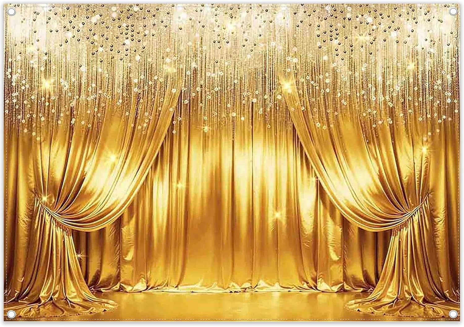 Gold Flash Bokeh Backdrop Glitter Spots Satin Crystal Tassel Beaded ...