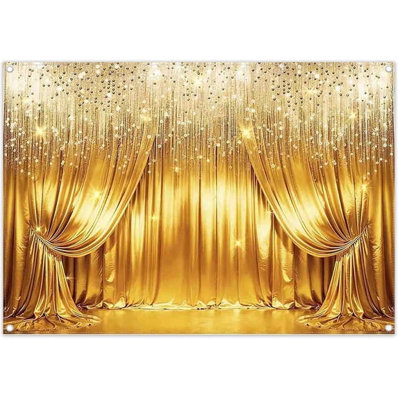 Gold Flash Bokeh Backdrop Glitter Spots Satin Crystal Tassel Beaded ...