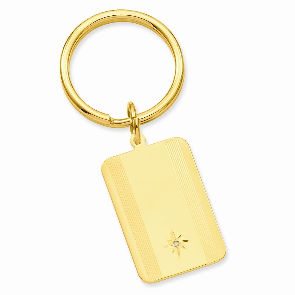 Gold-Flashed Star Cut .001ct. Diamond Key Ring - .2 Grams - Walmart.com