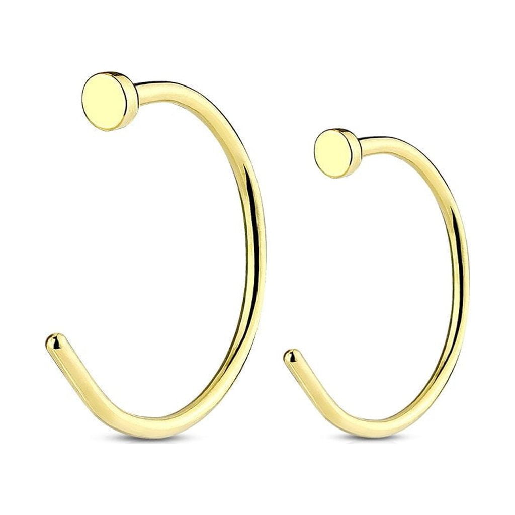 Gold Flat Disc Nose Hoop 316L Surgical Steel Rings (Various Sizes ...