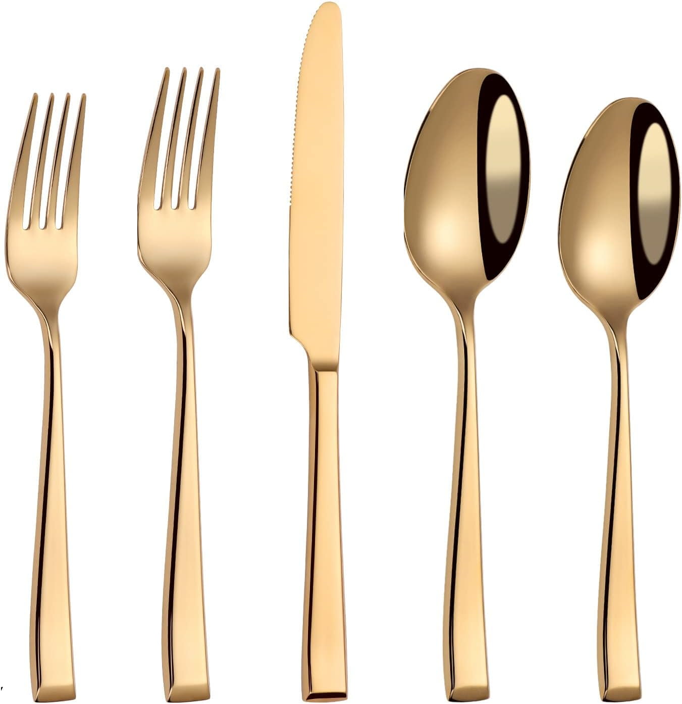 Gold Flatware Set 40 Piece Luxury Stainless Steel Cutlery Set Forged ...