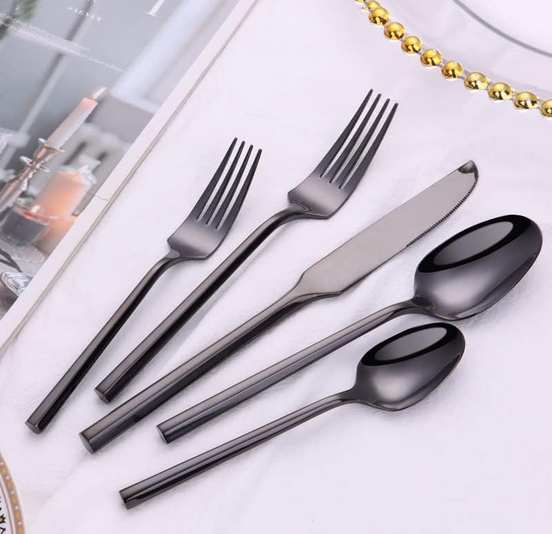 Gold Flatware Set 40 Piece Stainless Steel Cutlery Set Forged Service ...