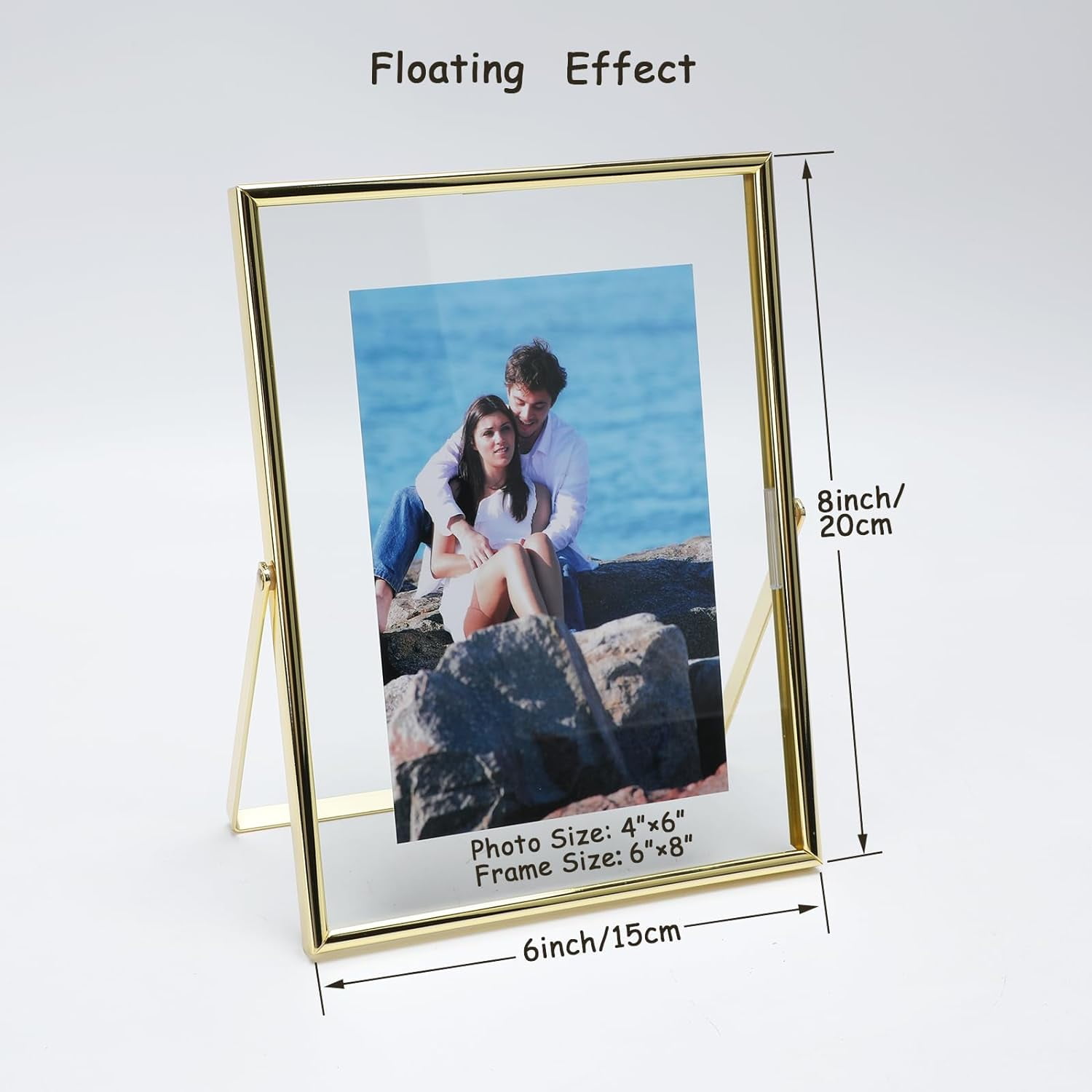 Gold Floating Frame (6"×8", Vertical, 2 Set), For Picture 5X7,4X6,3X5 ...