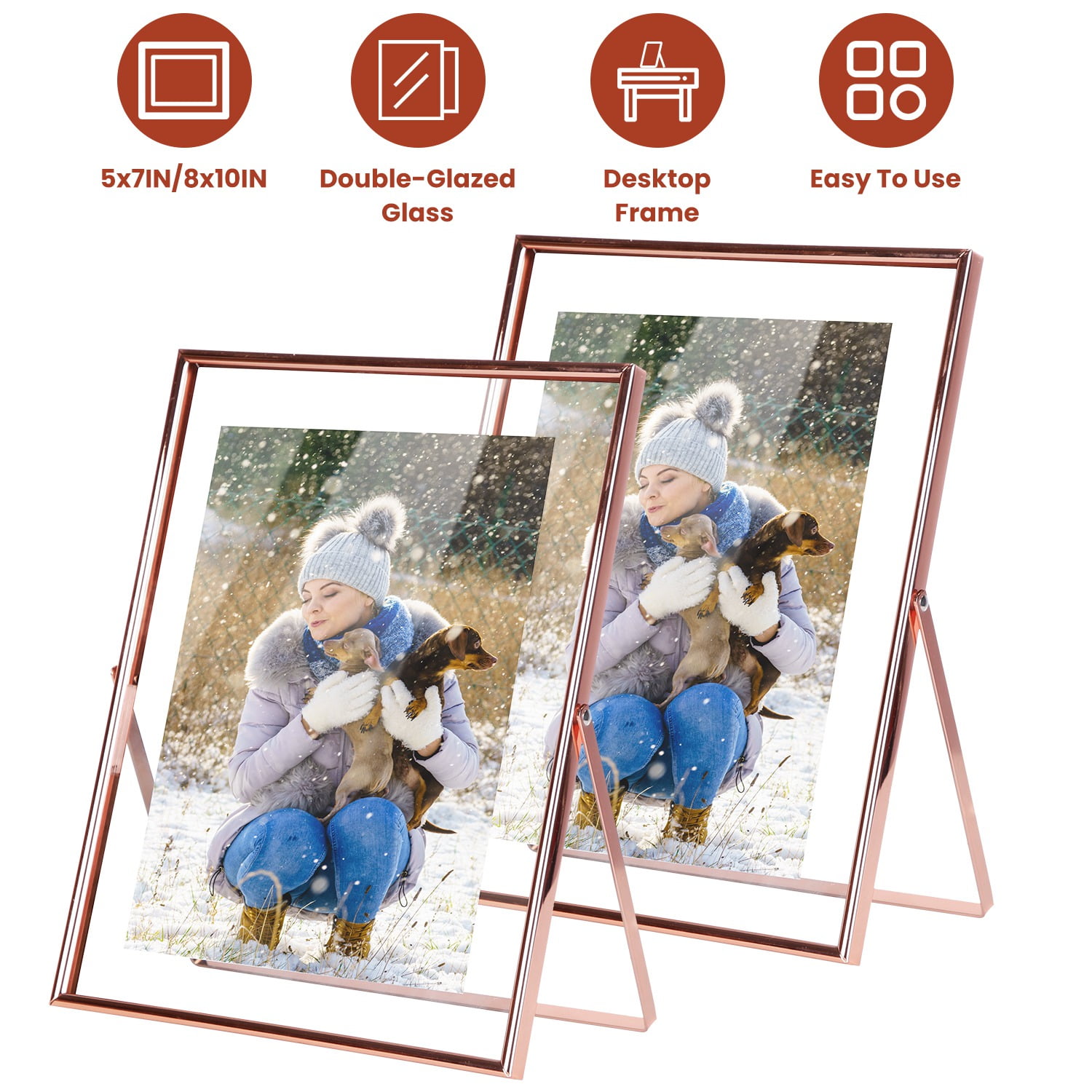 Gold Floating Picture Frame Set of 2, iMounTEK Glass Pressed Flower 5x7 ...