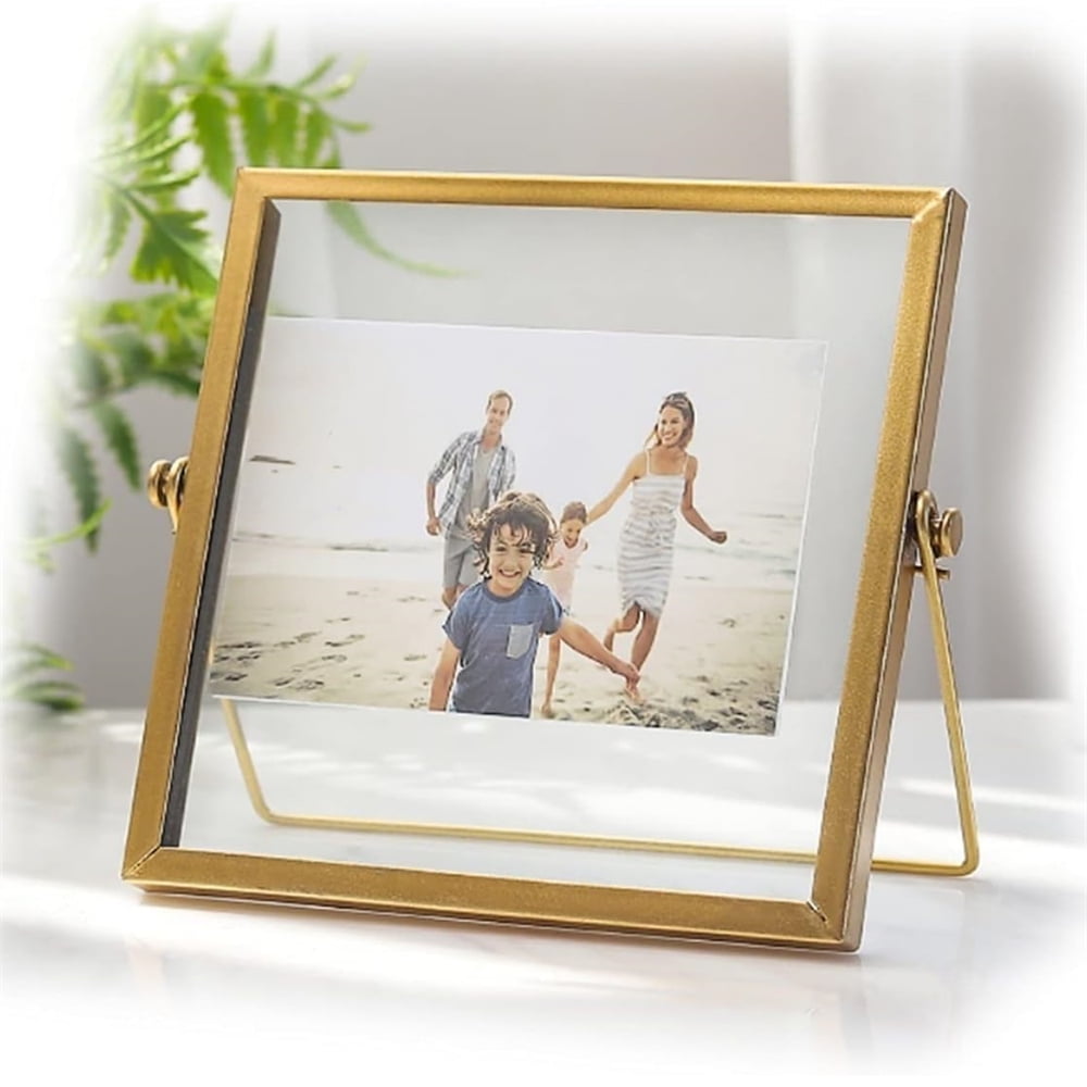 Gold Floating Picture Frame,Vintage Style Brass Small Photo Frame,Metal ...