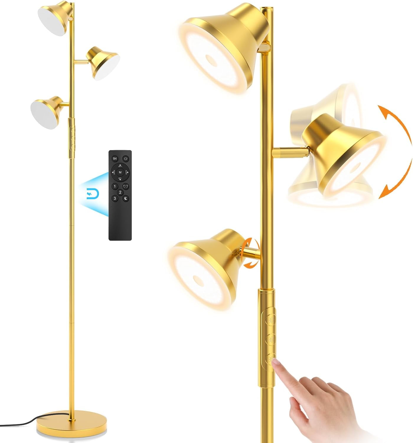 Gold Floor Lamp, 36W Modern LED Floor Lamp with Remote & Touch Control ...