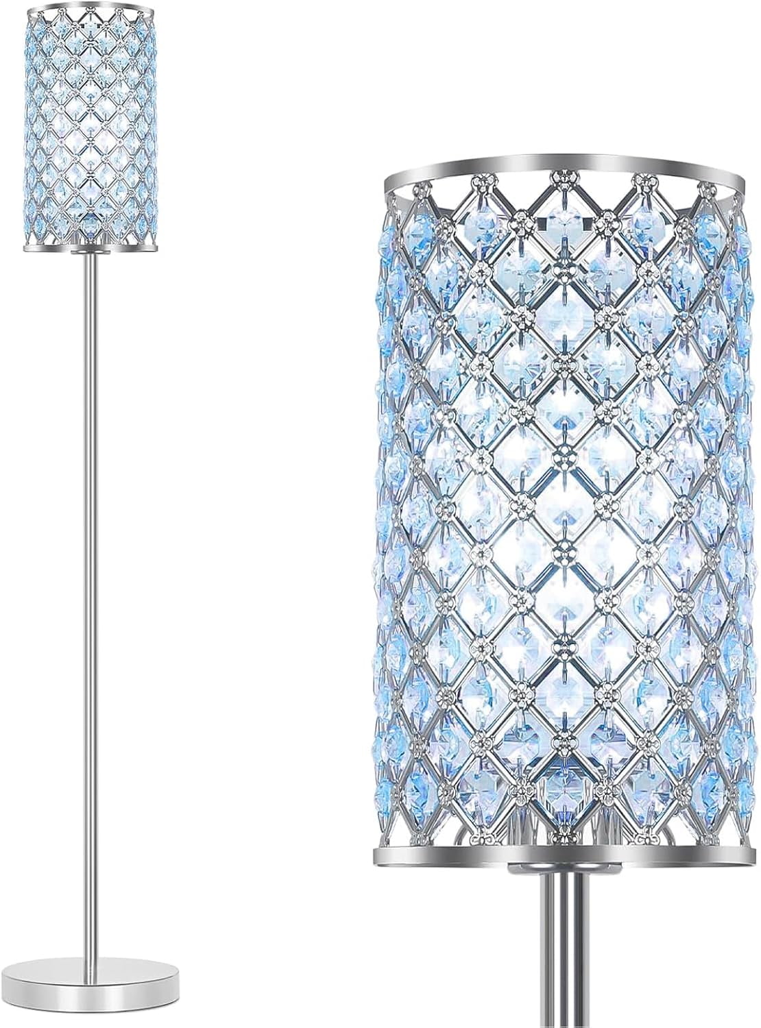 Gold Floor Lamp, Crystal Floor Lamp with Decorative Shade, Standing ...