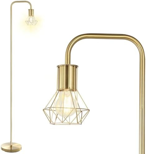 Gold Floor Lamp, Industrial Floor Lamp, 6W Diamond Standing Lamp, E26 ...