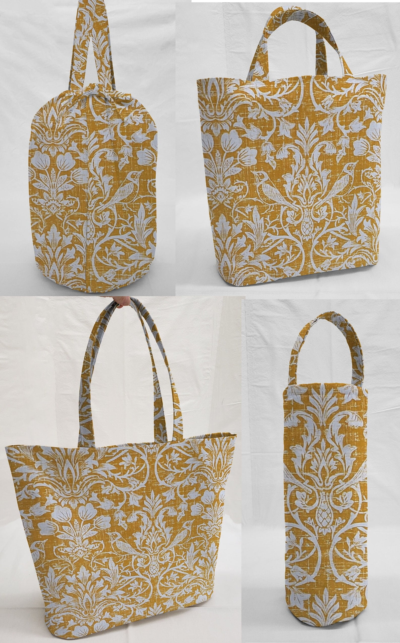 Gold Floral Damask Reusable Fabric Gift Bags and/or Bags by Penny's ...