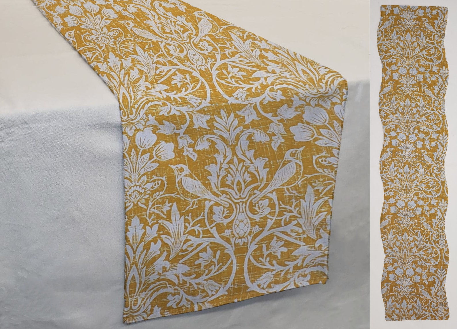 Gold Floral Damask Table Runner by Penny's Needful Things (7 Feet Long ...