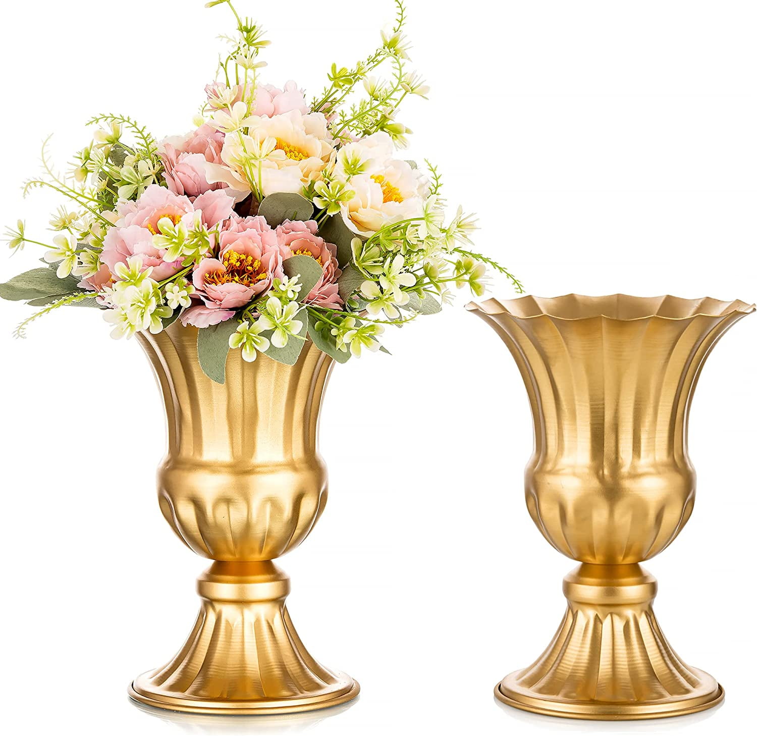Gold Flower Arrangements Vase for Wedding Table Centerpiece - 9in Metal ...