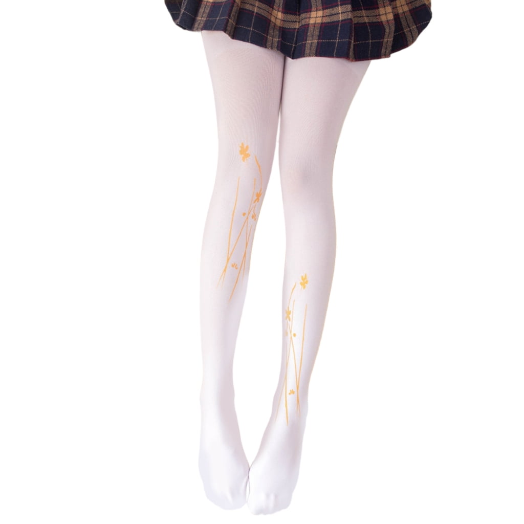 Gold Flower High Waist Footed Pantyhose Stretch Pantyhose Thigh High ...
