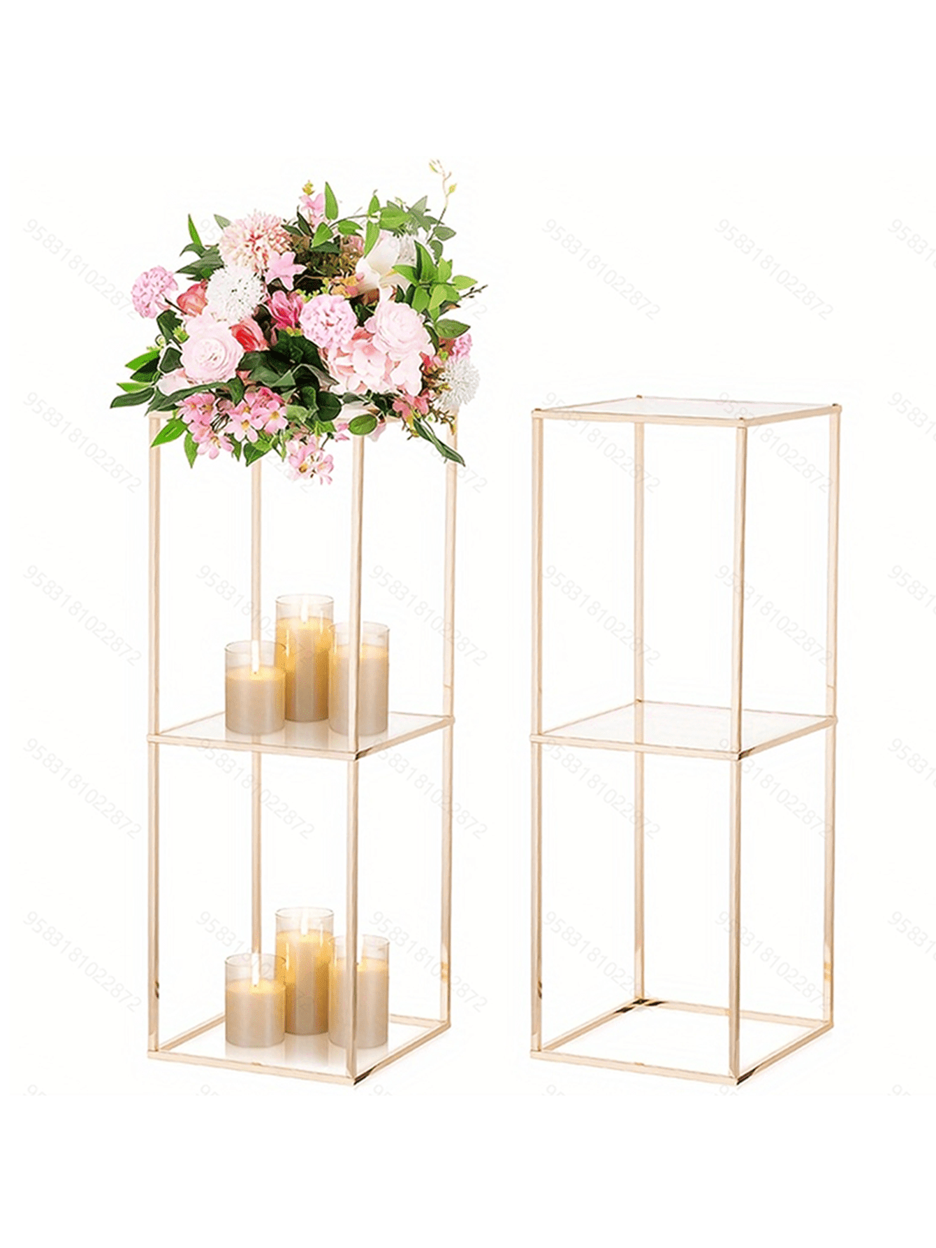 Gold Flower Stand For Centerpieces: 2-Layer 31.5 Inch Tall Stand ...