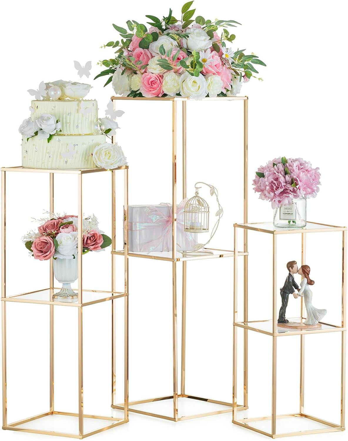 Gold Flower Stand for Centerpieces: 3 Pcs 23.6", 31.5" & 39.4" 2-Layer ...