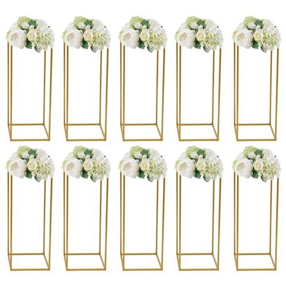 Gold Flower Stand for Wedding 10 Pcs, Gold Vase Metal Column Stand ...