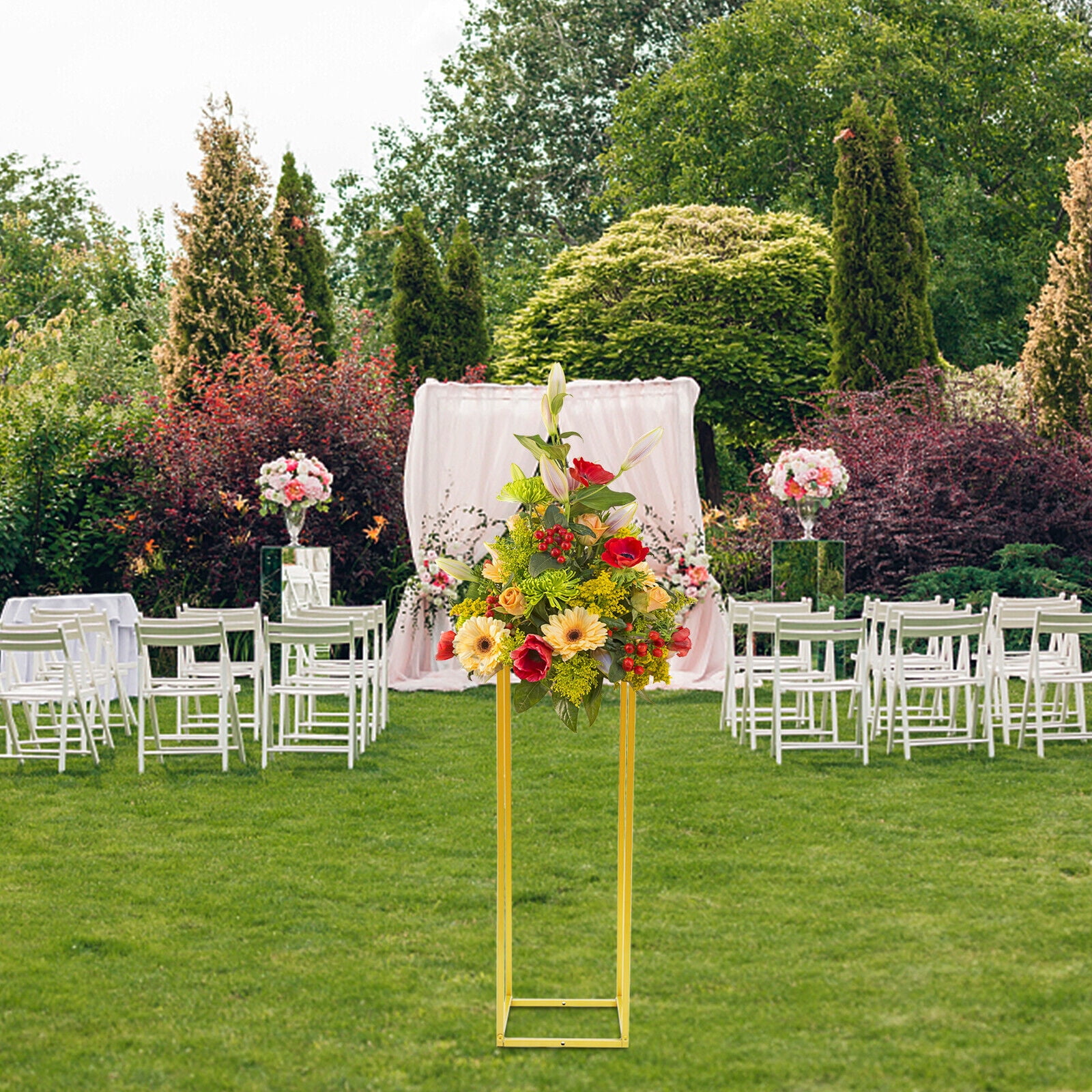 Gold Flower Vase Floor Vases Column Stand Wedding Table Centerpiece ...