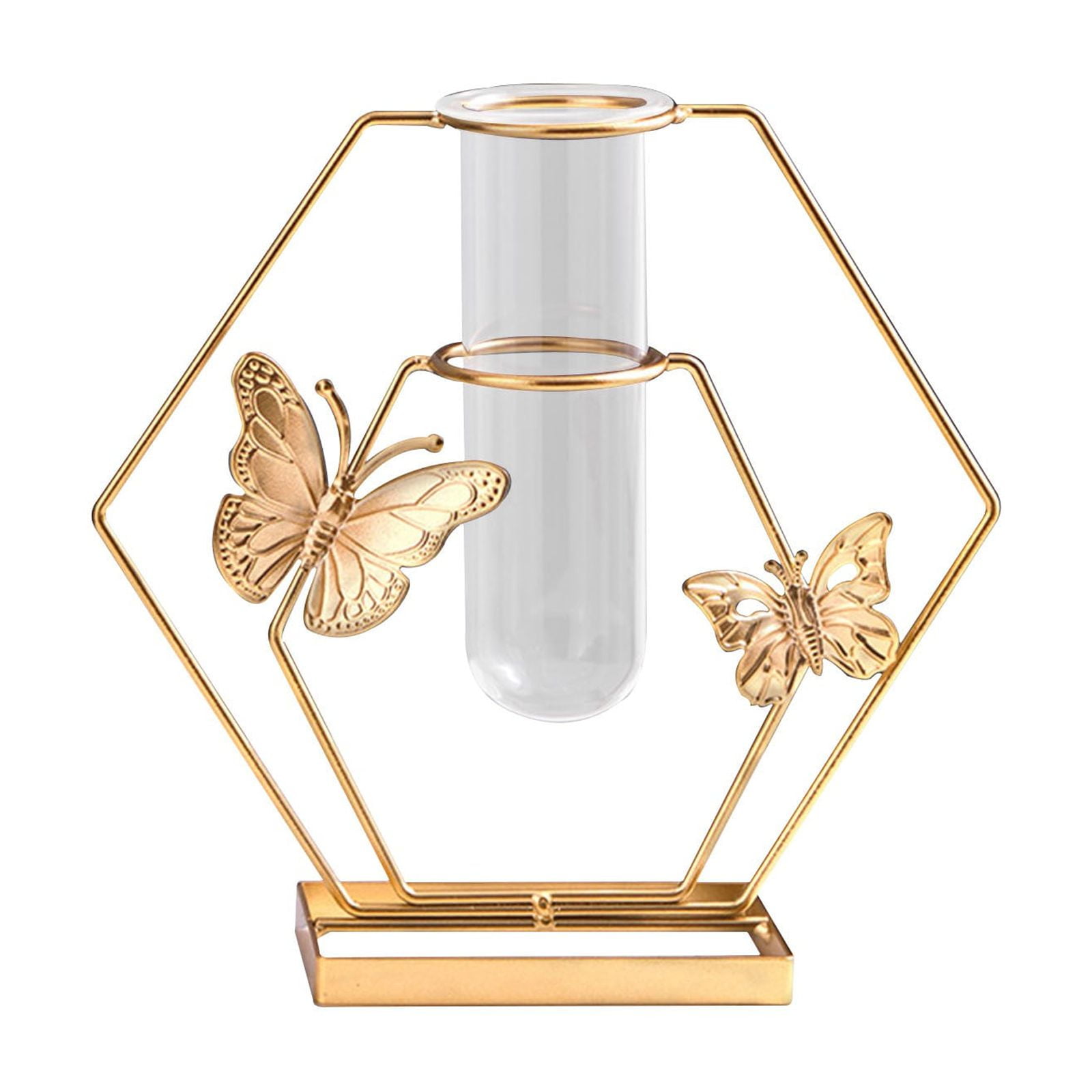 Gold Flower Vase for Home Decor, Wire Frame and Pedestal with Glass ...