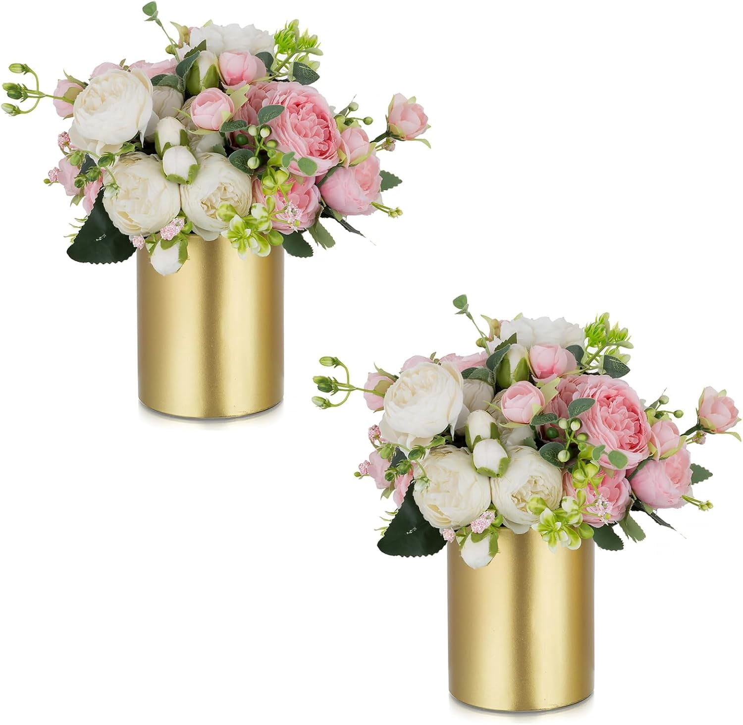 Gold Flower Vases for Centerpieces: 2 Pcs 5.1 inch Small Metal Flowers ...
