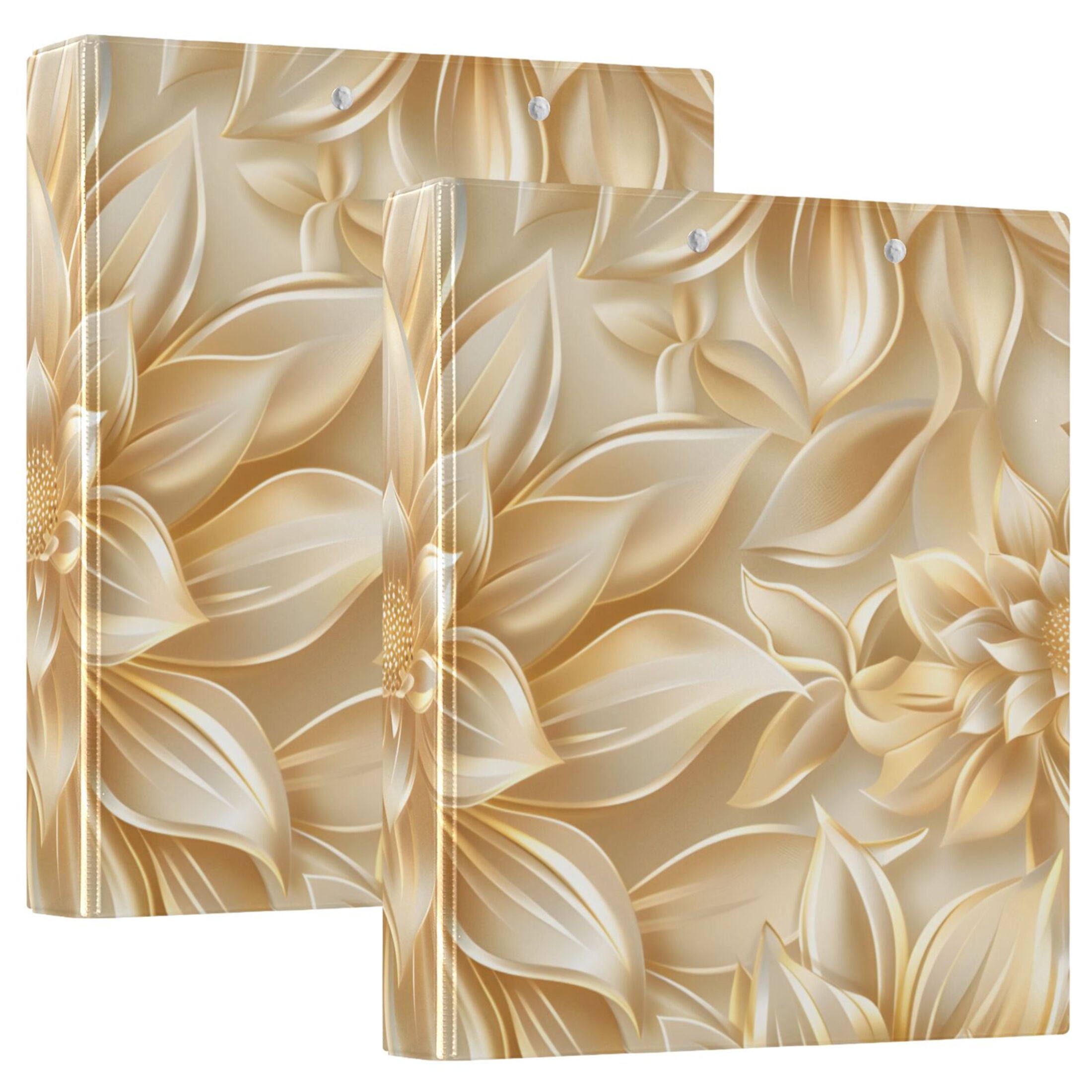 Gold Flowers 3 Ring Binders 1.5 inch Hardcover File Folders with ...