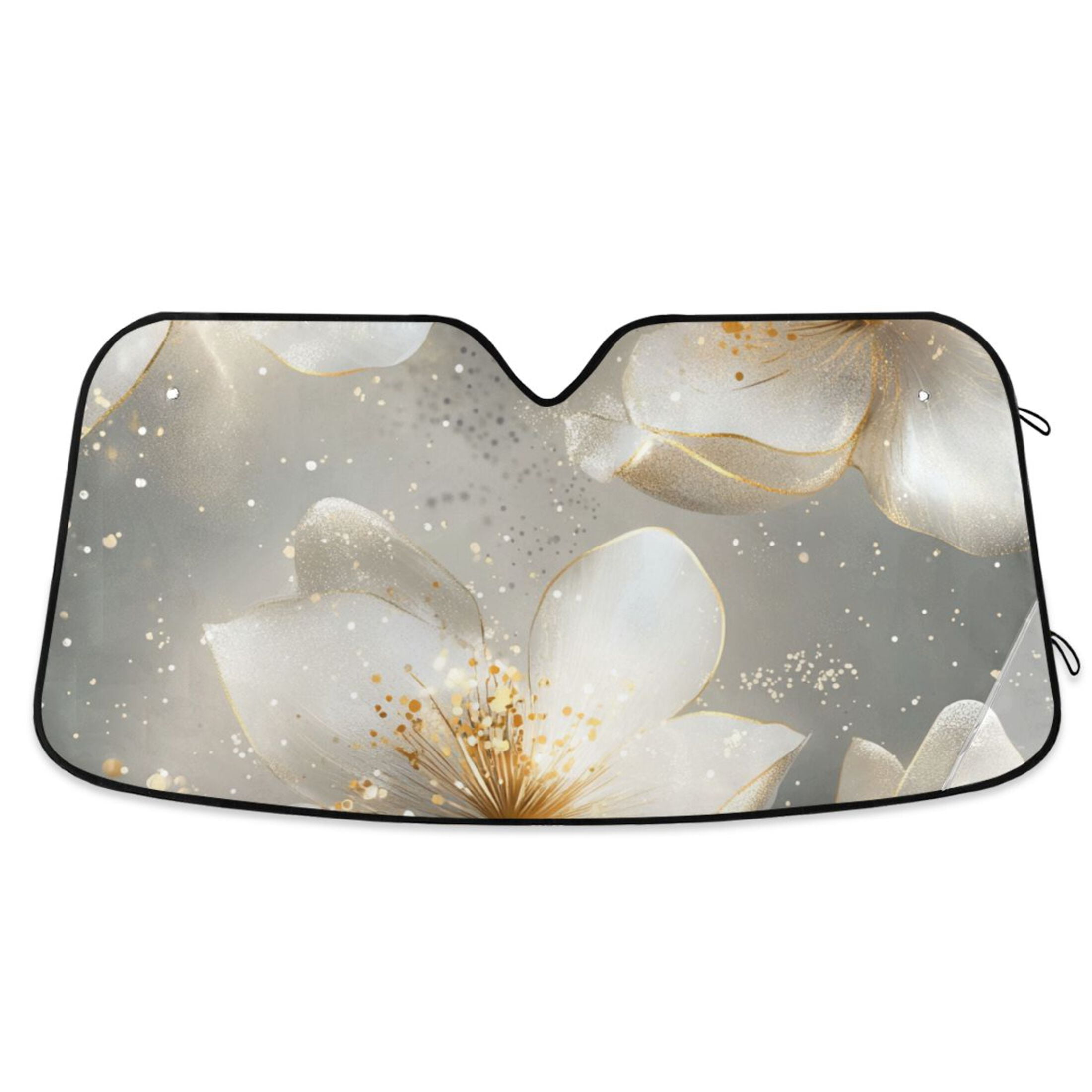 Gold Flowers Car Windshield Sun Shade Reflector Sunshade Foldable for ...