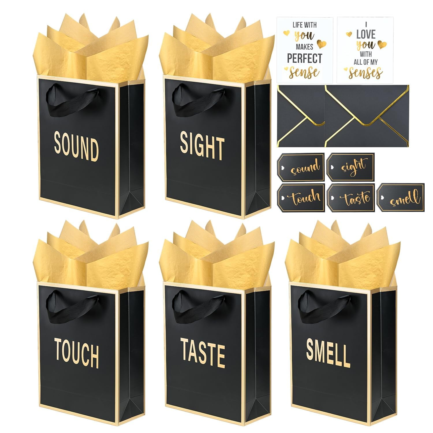 Gold Foil 5 Senses JKF25 Gift Bags for Labels Envelopes and Cards ...