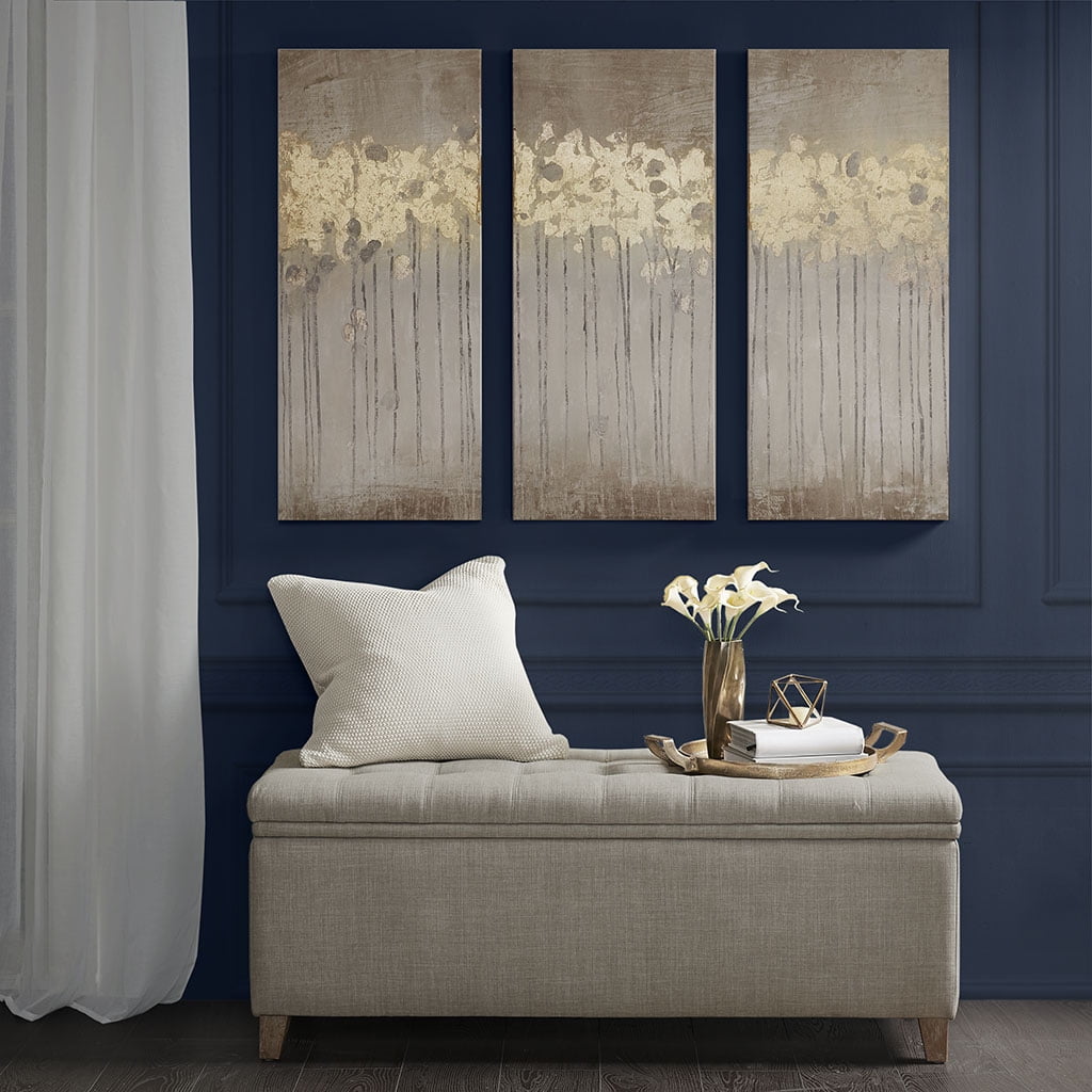 Gold Foil Abstract 3-Piece Canvas Wall Art Set,Taupe Mdf Household ...