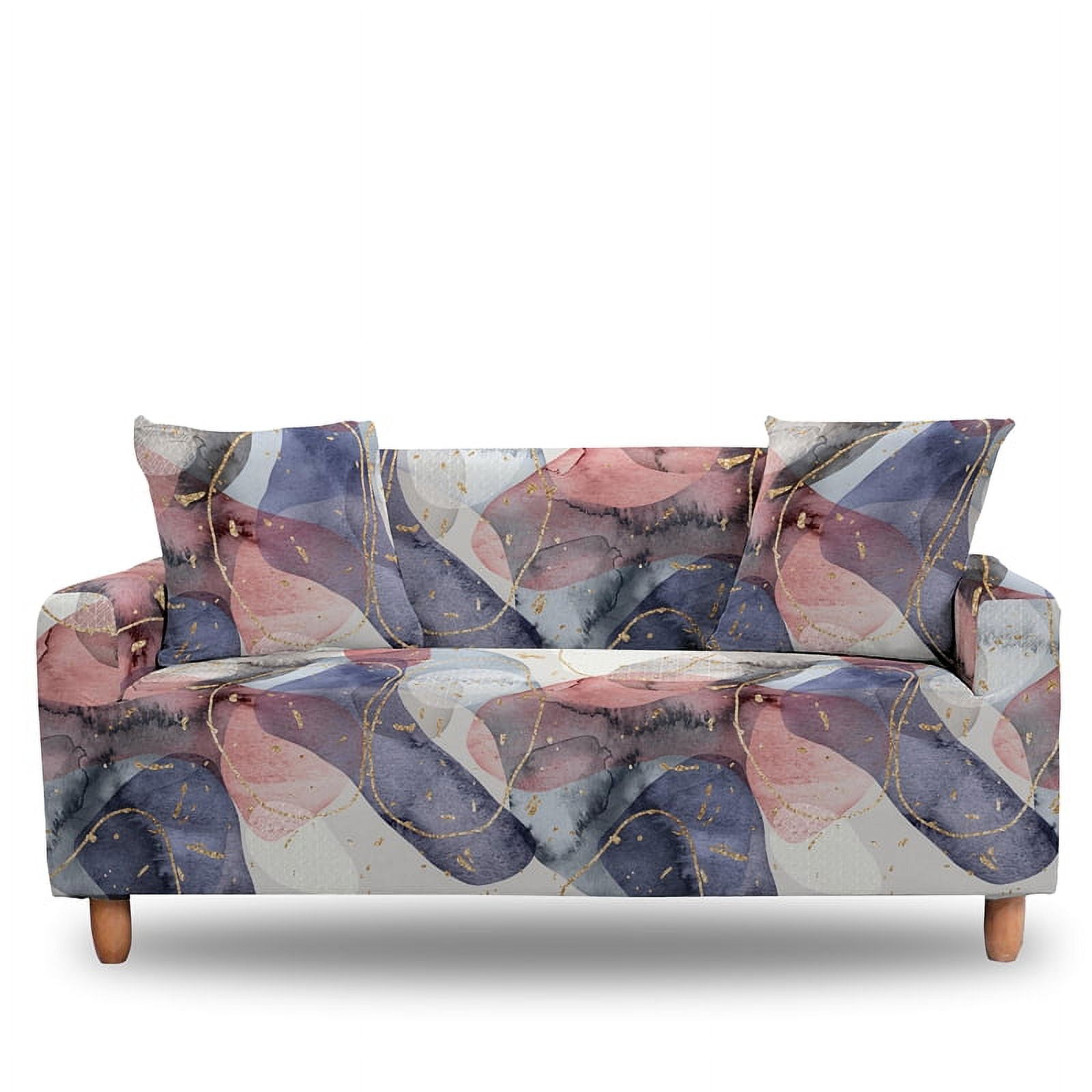 Gold Foil Abstract Geometric Stretch Sofa Cover For Living Room Dust ...