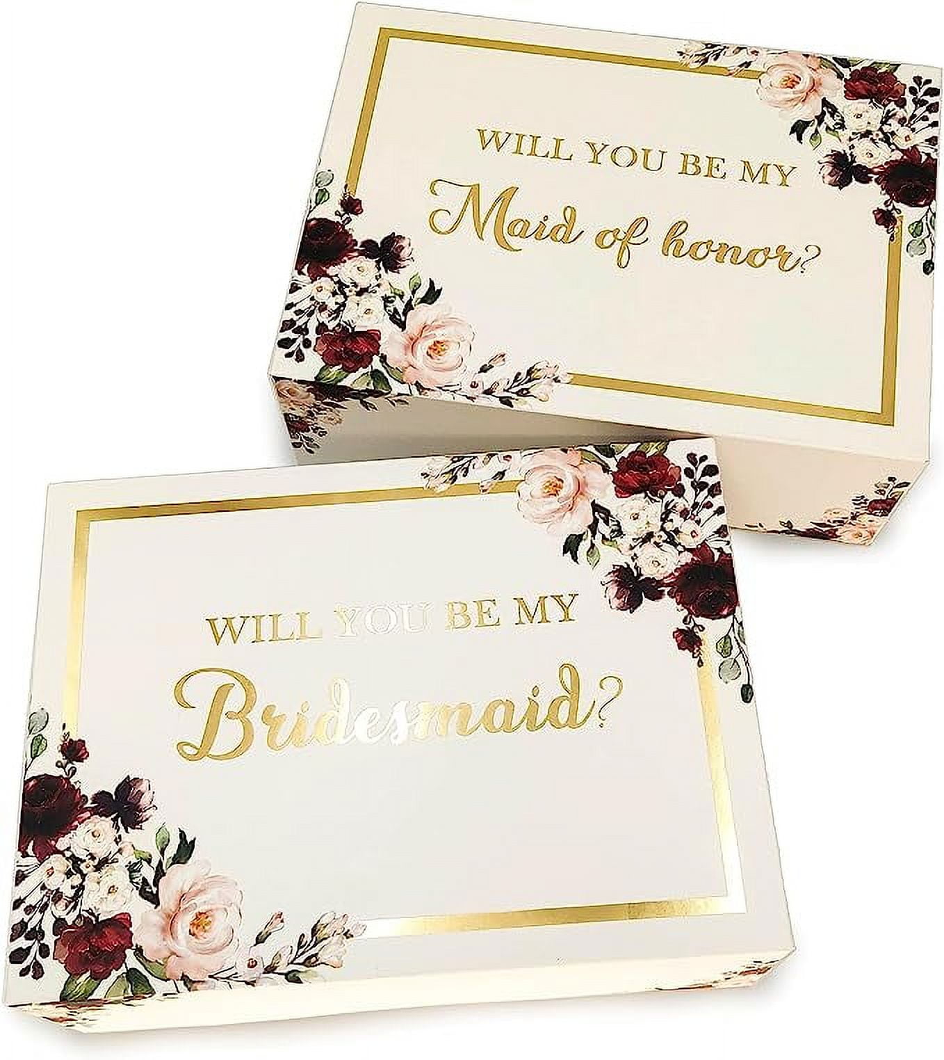 Gold Foil Bridesmaid Proposal Box Set, 1 Maid of Honor, 5 Bridesmaid ...
