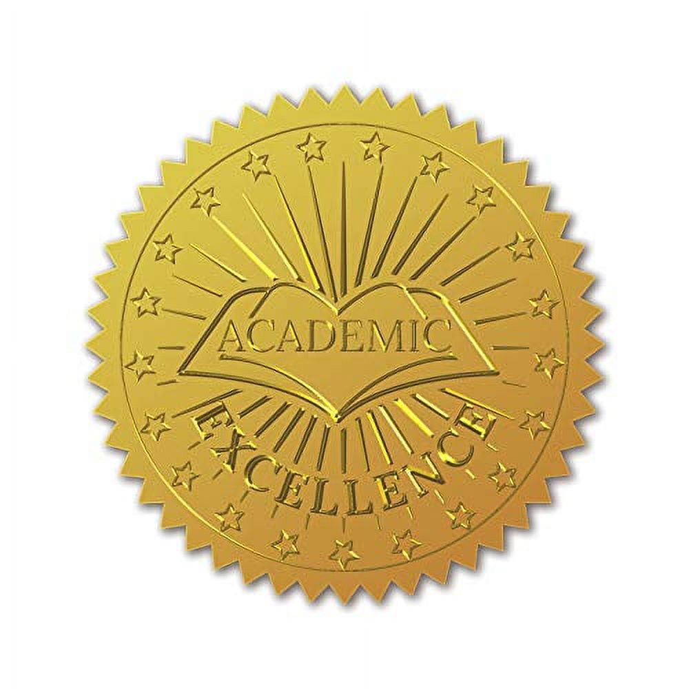 Gold Foil Certificate Seals Academic Excellence Self Adhesive Embossed ...