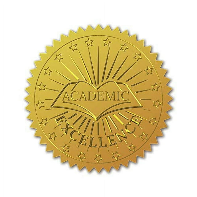 Gold Foil Certificate Seals Academic Excellence Self Adhesive Embossed ...