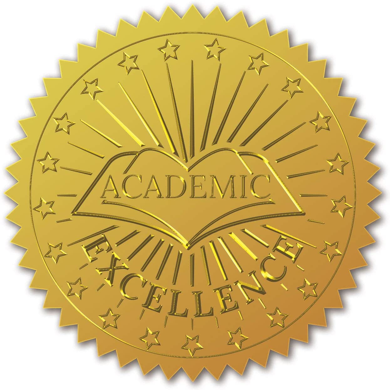 Gold Foil Certificate Seals Academic Excellence Self Adhesive Embossed ...