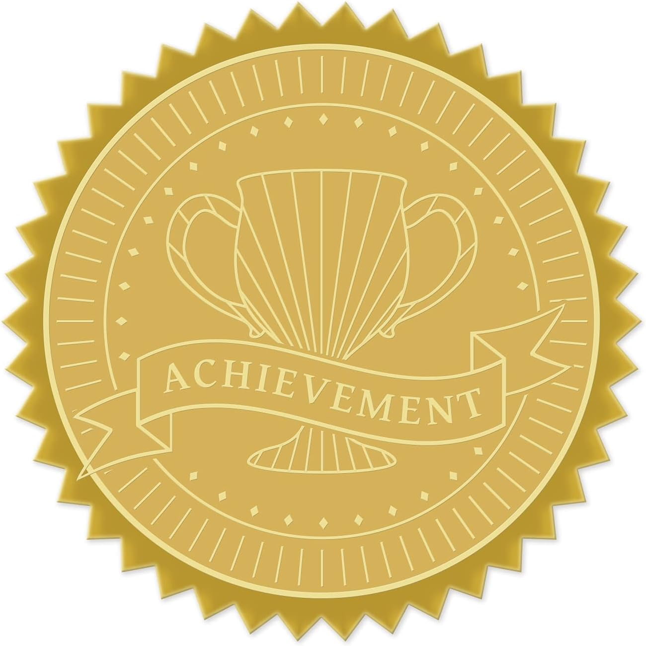Gold Foil Certificate Seals Achievement 2" Round Self Adhesive Embossed ...