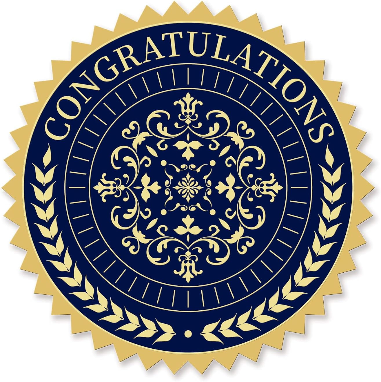 Gold Foil Certificate Seals Congratulations 2 Round Self Adhesive ...