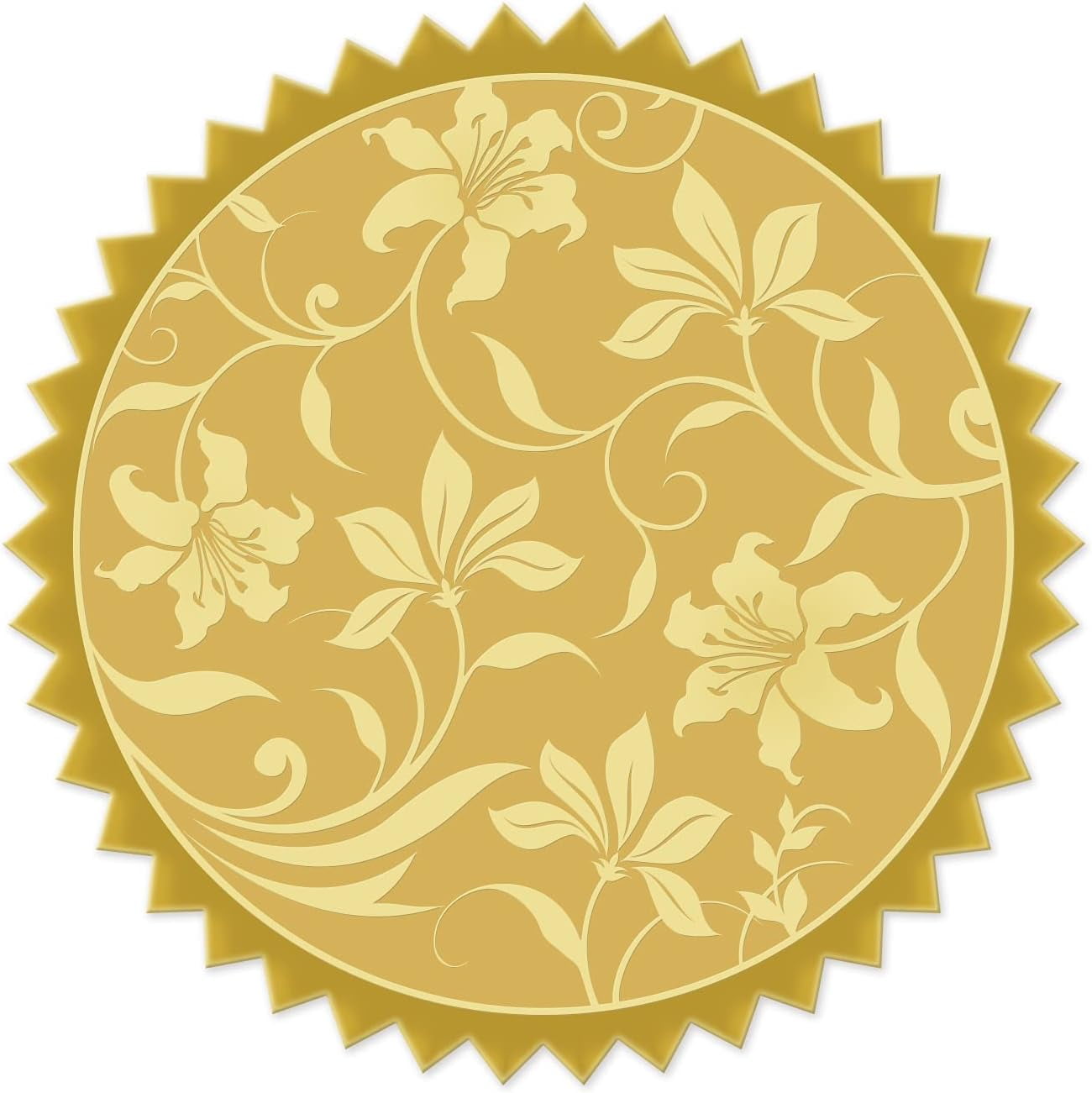 Gold Foil Certificate Seals Flower Pattern 2" Round Self Adhesive ...