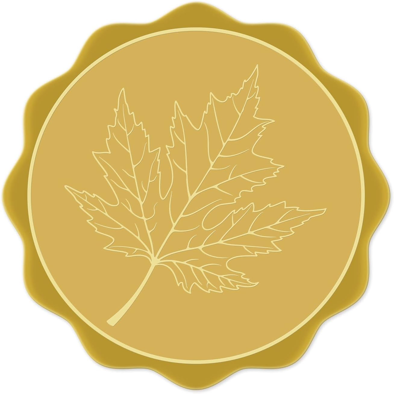 Gold Foil Certificate Seals Maple Leaf 2" Round Self Adhesive Embossed ...
