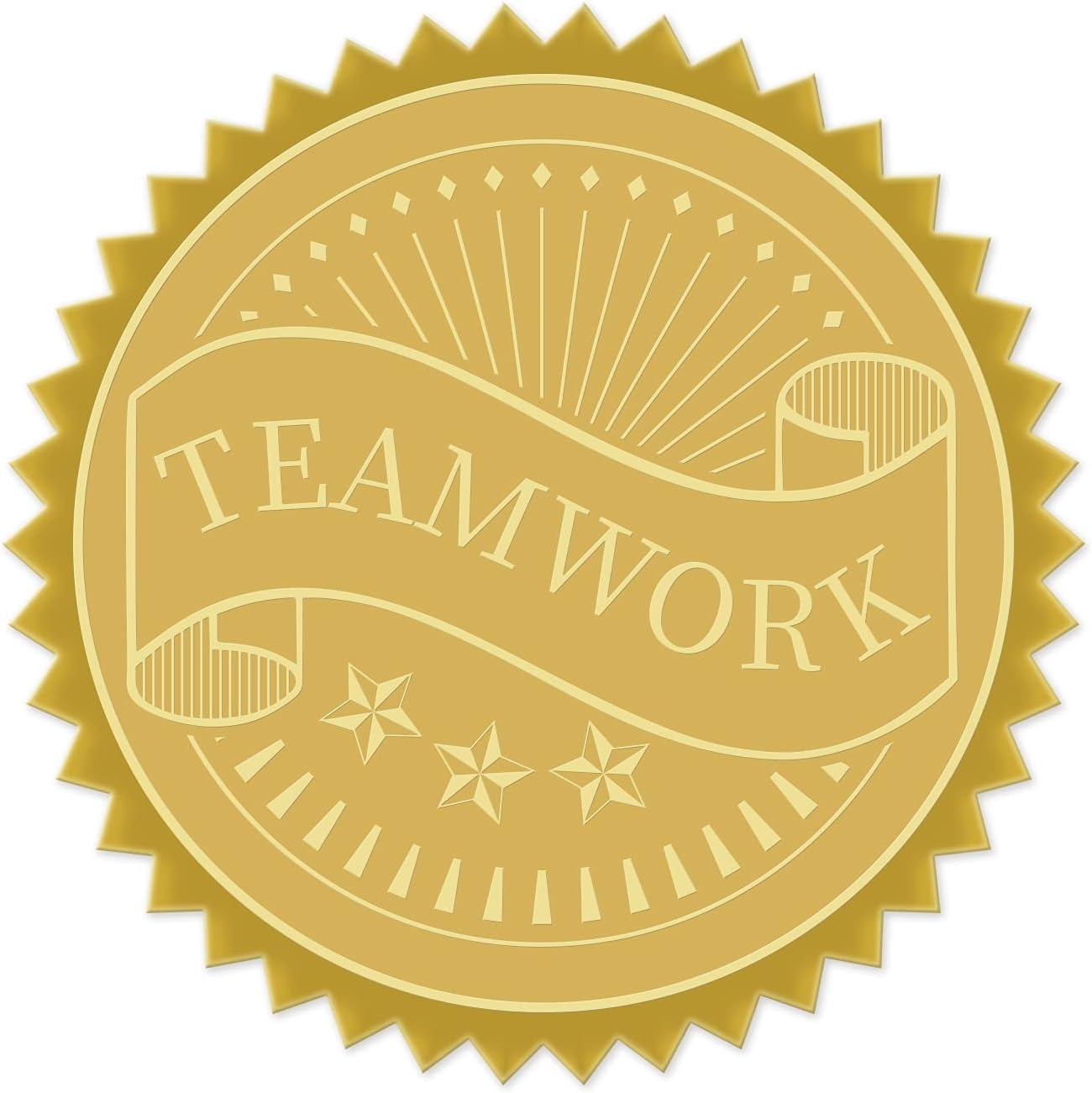 Gold Foil Certificate Seals Teamwork 2" Round Self Adhesive Embossed ...