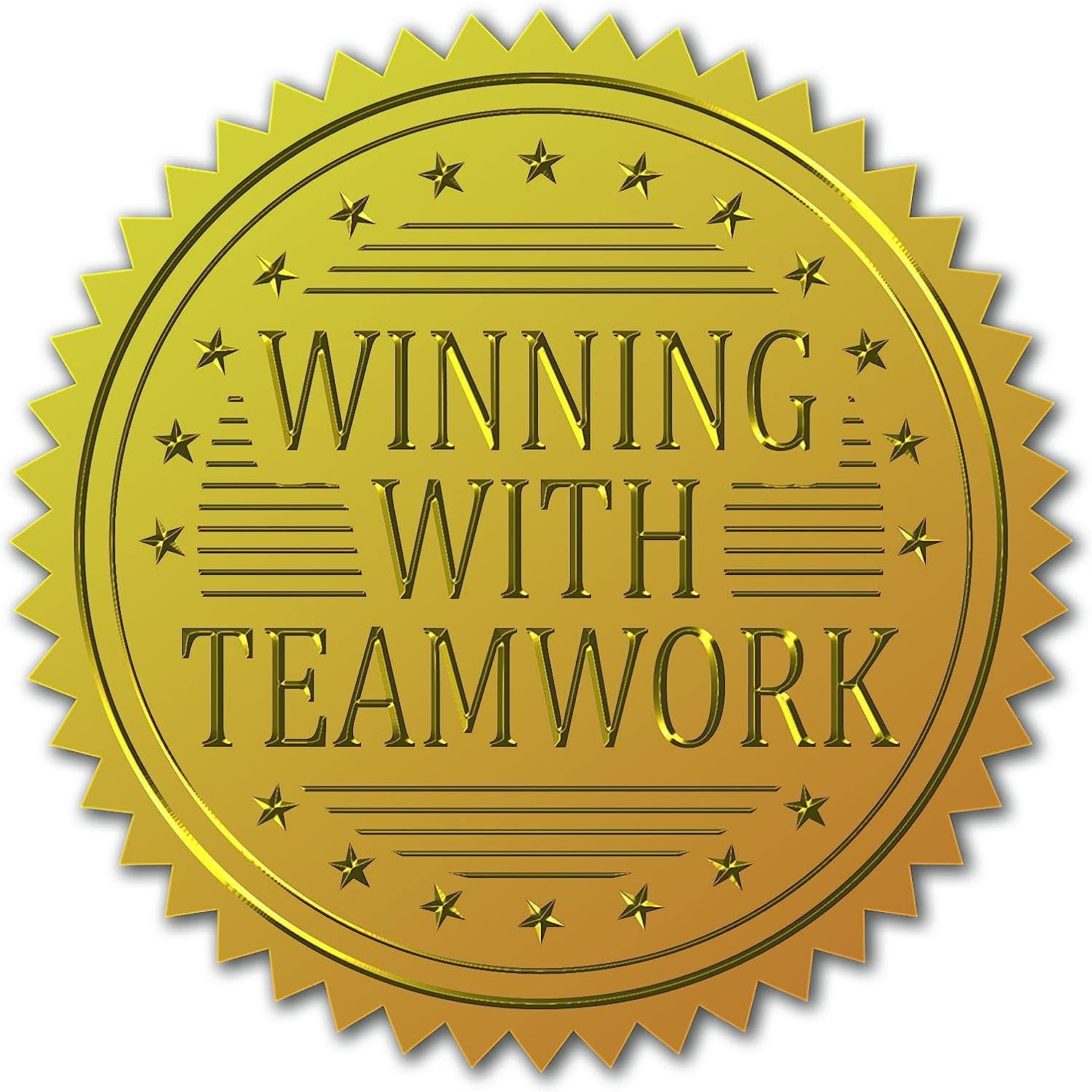 Gold Foil Certificate Seals Winning With Teamwork 2" Round Self ...