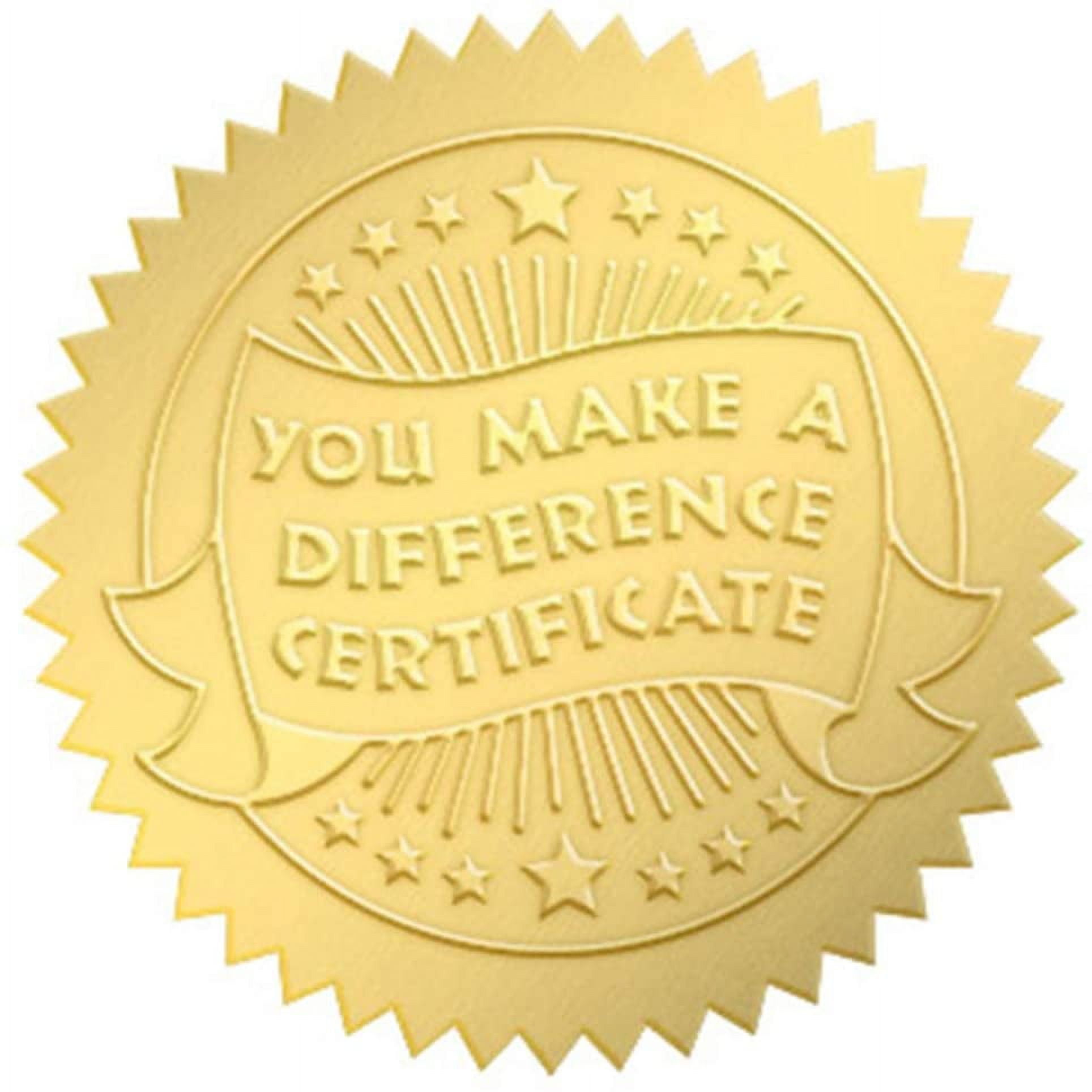Gold Foil Certificate Seals You Make a Difference Self Adhesive ...