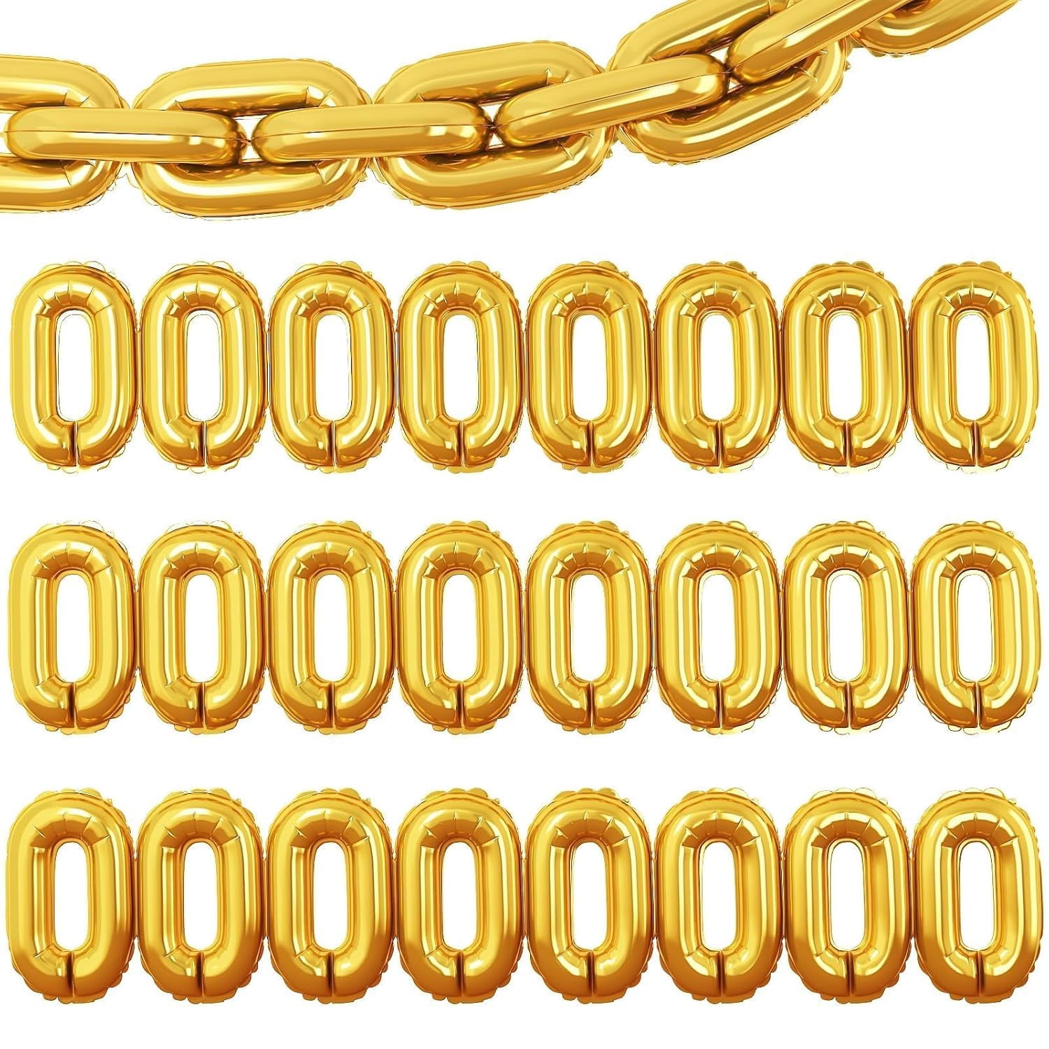 Gold Foil Chain Balloons, 24PCS Giant Chain Balloon Garland for 80s 90s ...